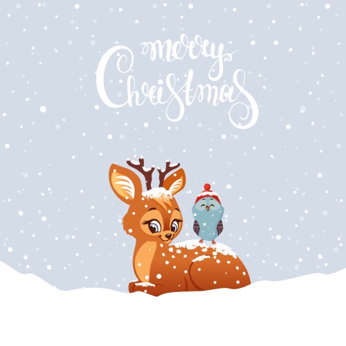 Christmas vintage postcard with santa deer Vector Image