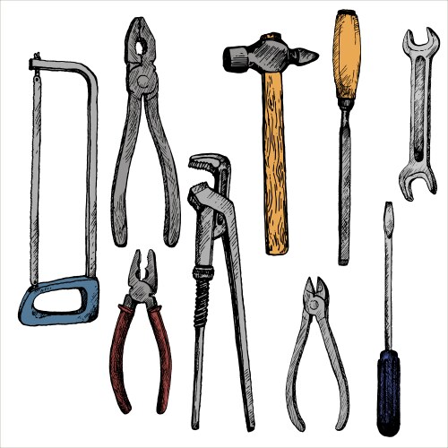 Tool kit for repair symbol collection toolbox Vector Image
