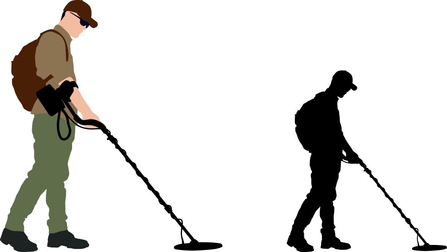 Metal detectorist cartoon colored clipart Vector Image
