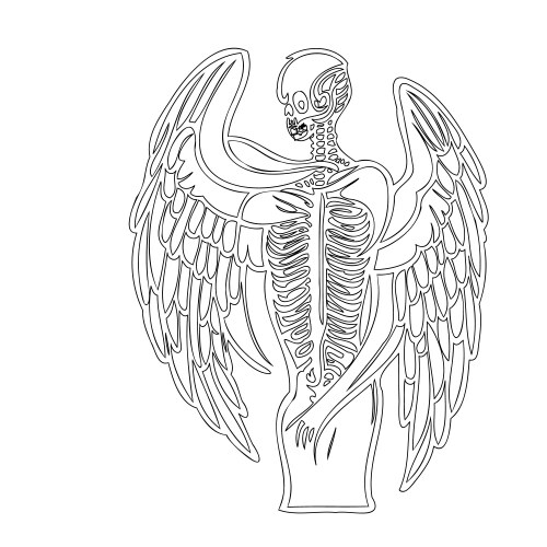 Skeleton angel outline sketch Royalty Free Vector Image