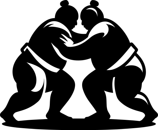 Sumo fight silhouette isolated on a white Vector Image