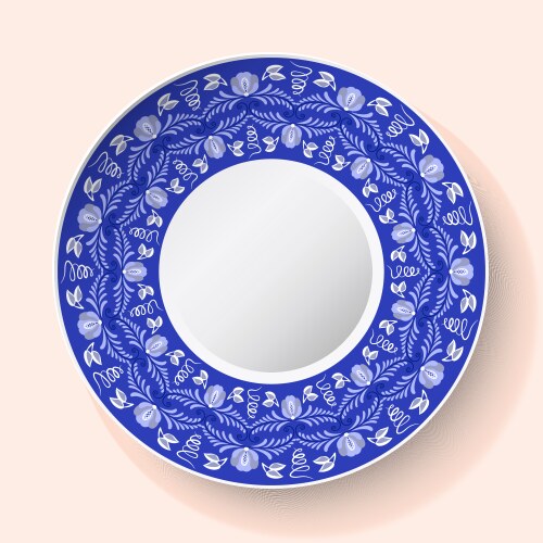 Blue color plate with figured edges Royalty Free Vector