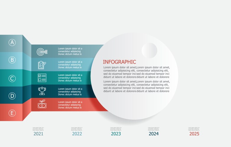 Horizontal steps timeline infographic element Vector Image