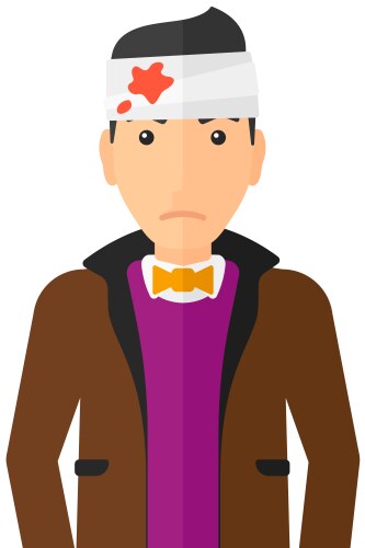 Boy having head and arm injury Royalty Free Vector Image