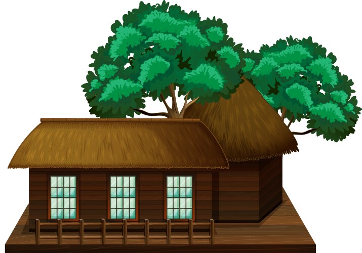 A wooden hut on white background Royalty Free Vector Image