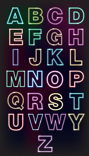 Neon alphabet Royalty Free Vector Image - VectorStock