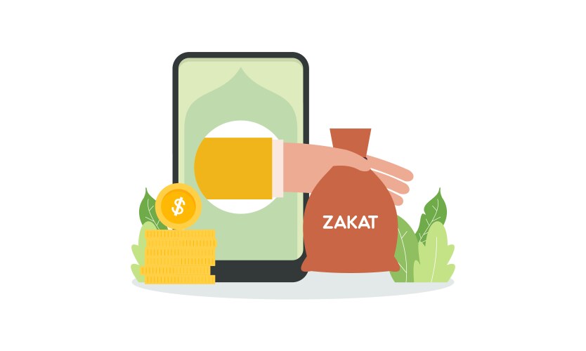Pay zakat or online application for islamic Vector Image