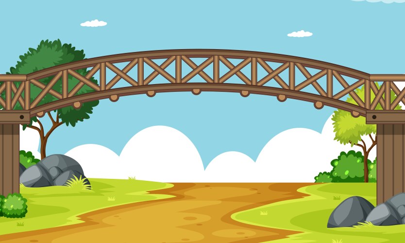 Small wooden bridge Royalty Free Vector Image - VectorStock