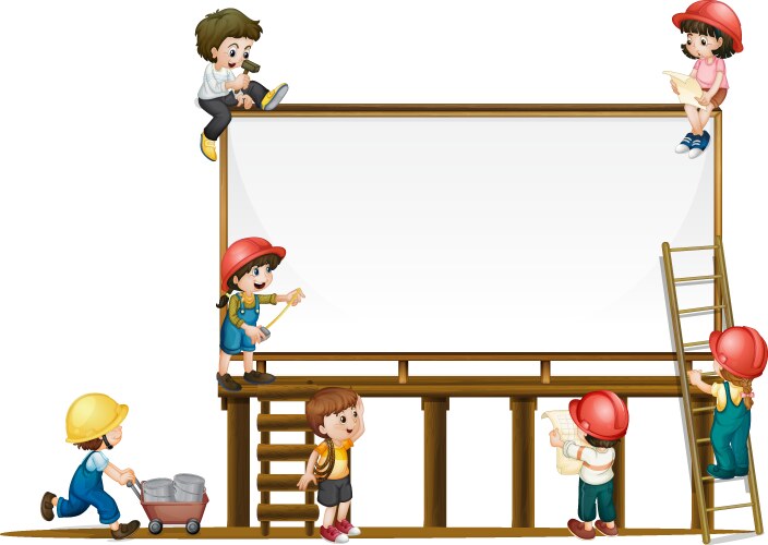 Border template with many children Royalty Free Vector Image