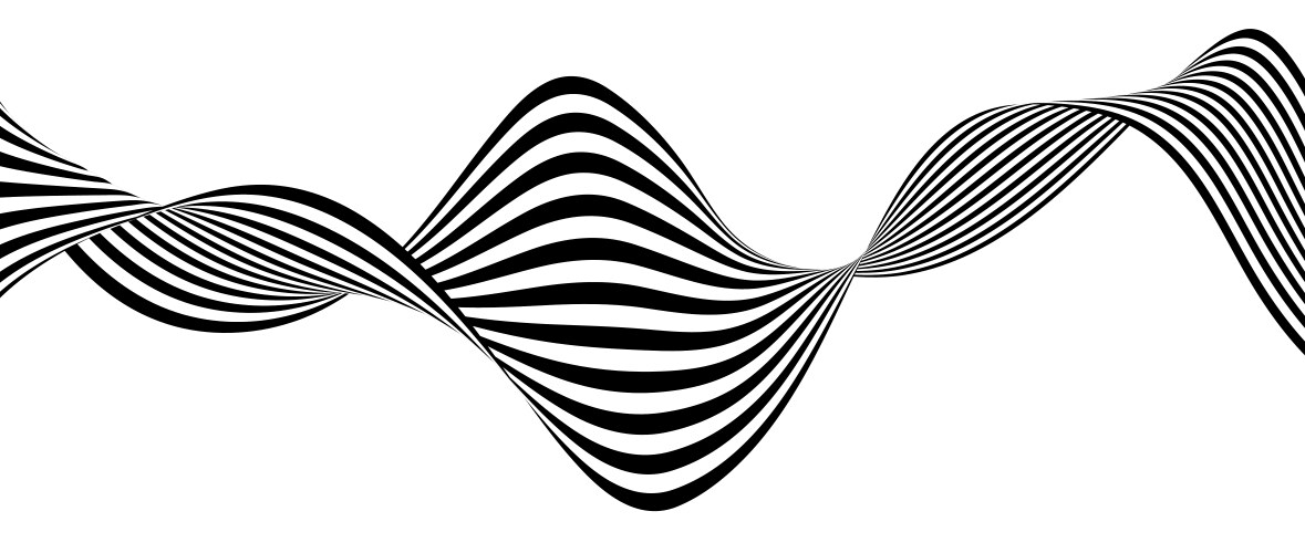 Black and white wavy bent ribbon element 3d curve Vector Image