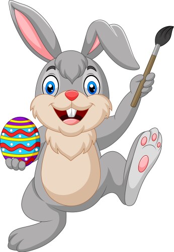 Cute rabbit cartoon holding easter egg Royalty Free Vector