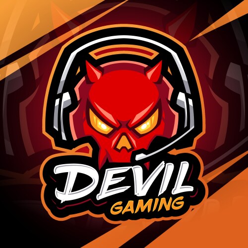 Red devil mascot esport logo design Royalty Free Vector