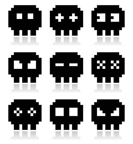 Space invaders 8bit aliens icons set Royalty Free Vector