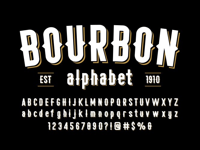 Gold font numbers and letters alphabet typography Vector Image