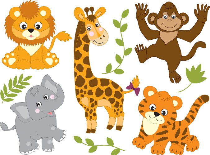 African animals cartoon savannah wildlife scene Vector Image