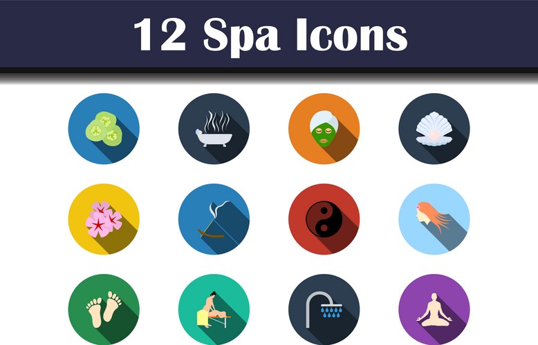 Bamboo tree leaves icons spa massage symbols set Vector Image