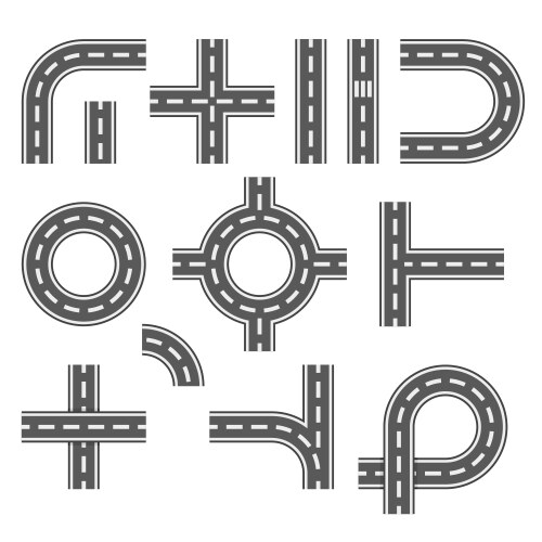 Road markings top view icon set Royalty Free Vector Image