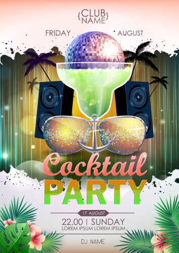 Disco background ball summer beach party Vector Image