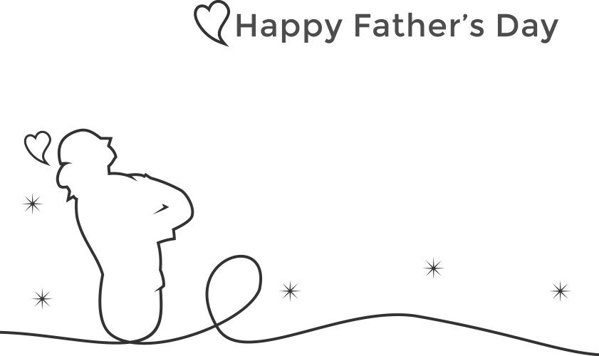 Happy fathers day line art background Royalty Free Vector