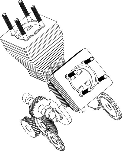Monochrome engine of motorcycle Royalty Free Vector Image