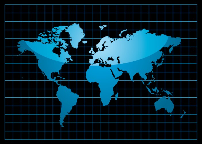 World map with coordinate grid Royalty Free Vector Image