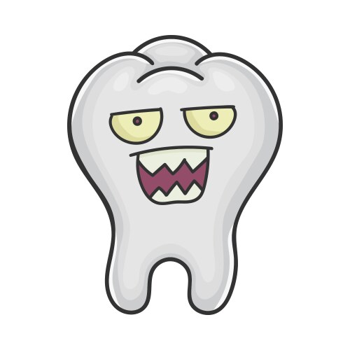 Bored unhappy cute tooth cartoon Royalty Free Vector Image
