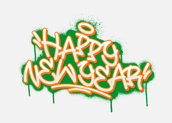 Happy new year graffiti hand lettering isolated Vector Image