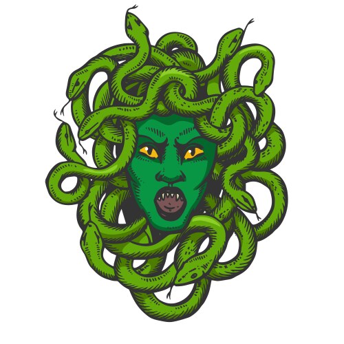 Medusa greek myth creature coloring Royalty Free Vector