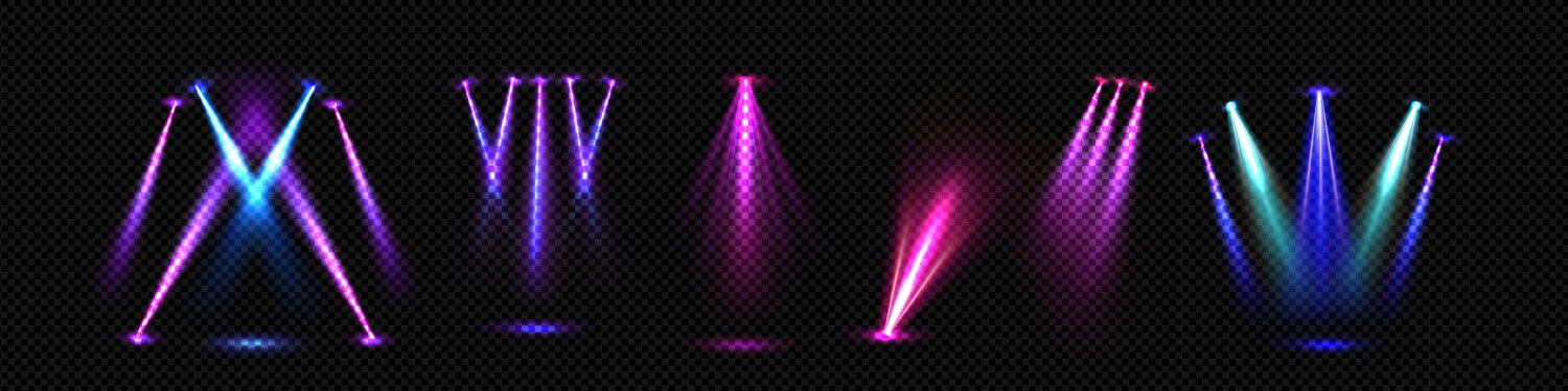 Realistic stage lights or concert spotlights Vector Image
