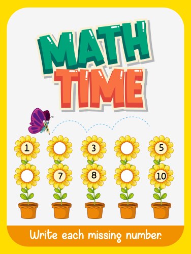 Math worksheet template with circus clowns Vector Image