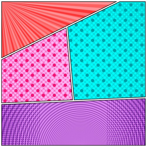 Five empty comic book page colorful template Vector Image