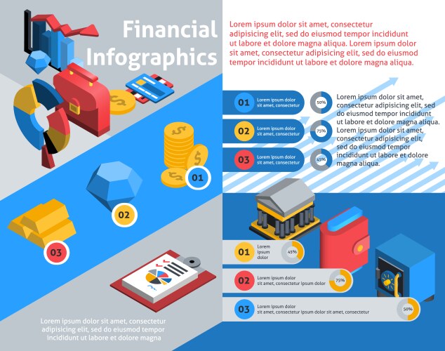 Colorful isometric financial flowchart concept Vector Image