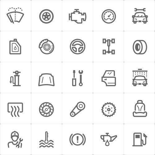 Car parts line icons set Royalty Free Vector Image
