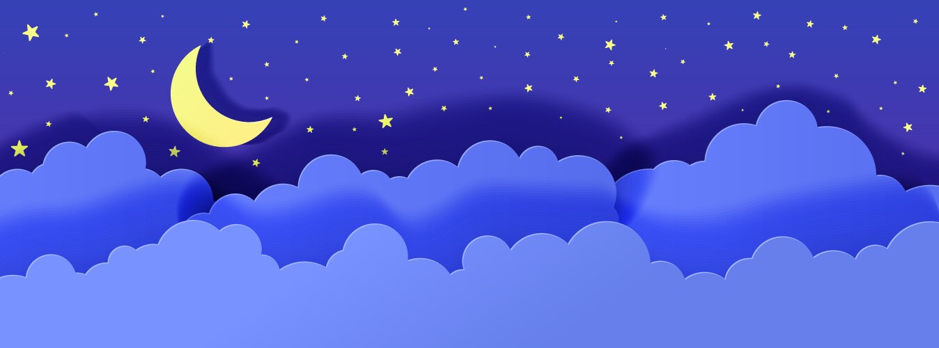 Paper cut crescent moon night sky background Vector Image