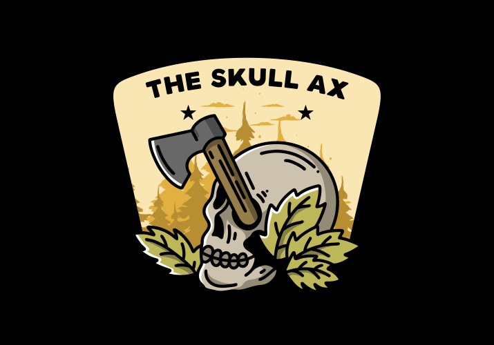 An ax stuck in the skull design Royalty Free Vector Image