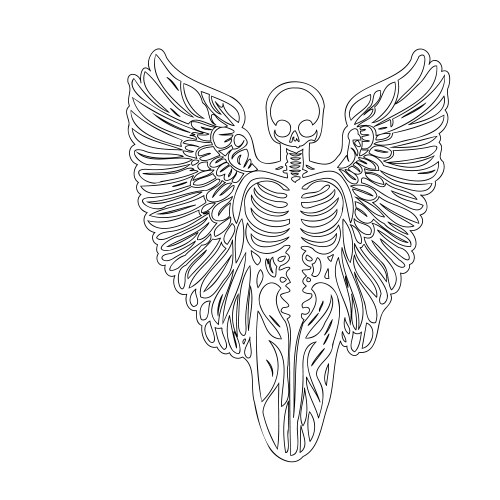Skeleton angel outline sketch Royalty Free Vector Image