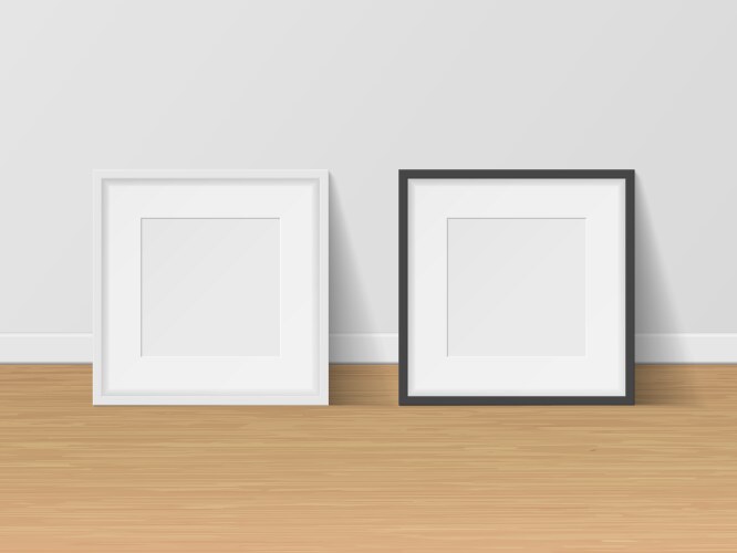 Empty gallery with blank picture frames Royalty Free Vector
