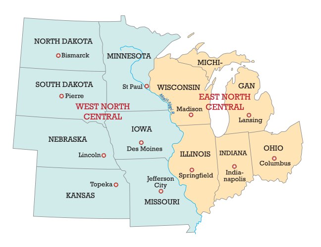 Midwest USA Map Royalty Free Vector Image - VectorStock