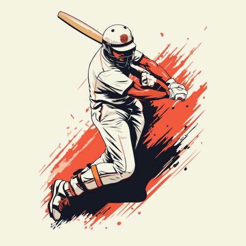 Cricket player with bat and ball in action Vector Image
