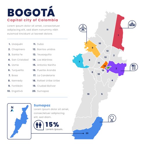 Flat design bogota map Royalty Free Vector Image