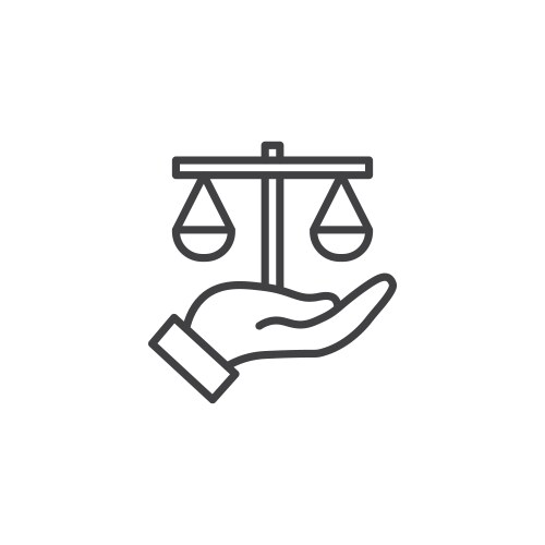 Justice scales in hand icon set on white Vector Image
