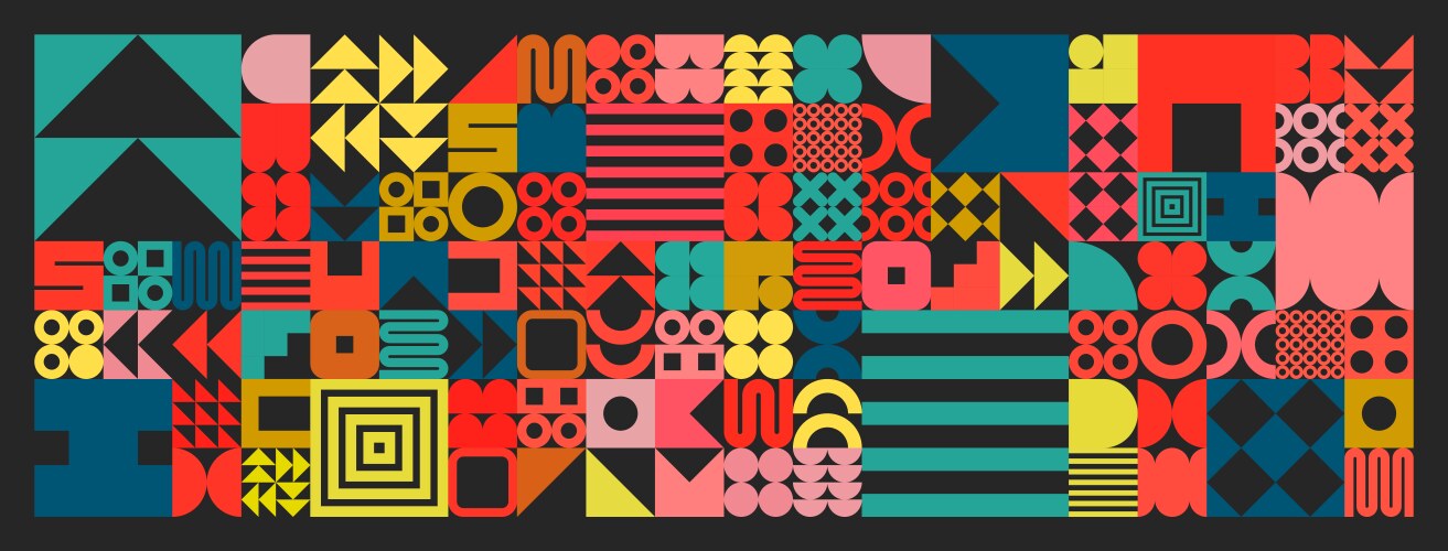 Geometric texture with simple shapes symbols Vector Image