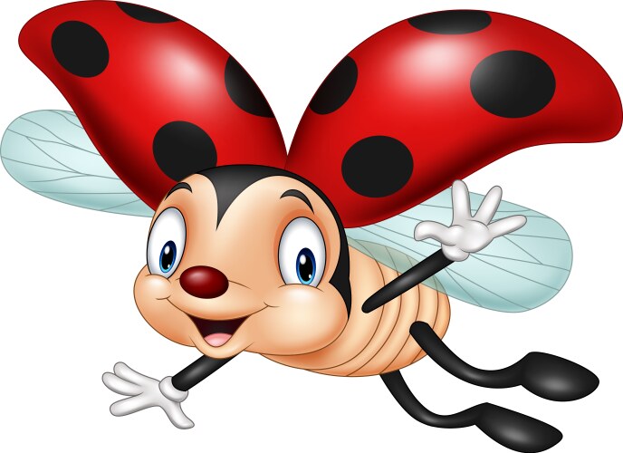 Cartoon ladybug flying Royalty Free Vector Image