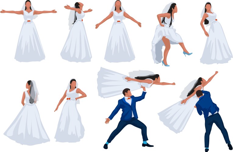 Groom and bride under arc Royalty Free Vector Image