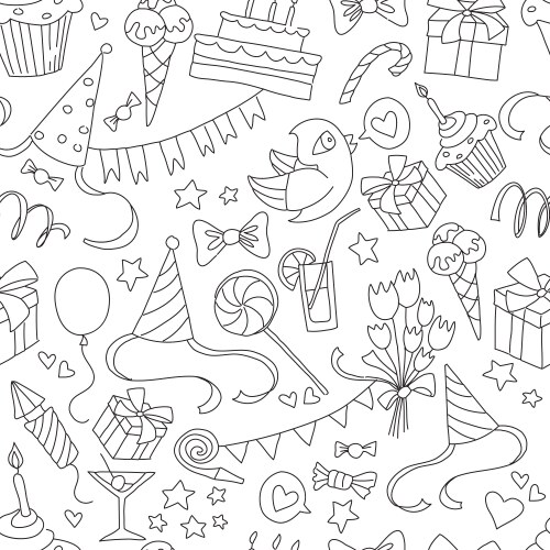 Hand drawn birthday elements set of party Vector Image
