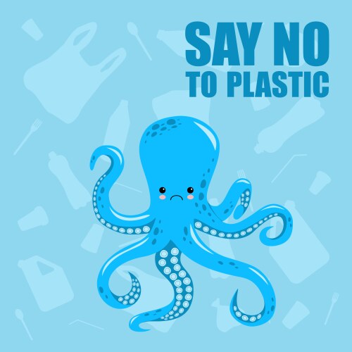 No more plastic sad earth cartoon Royalty Free Vector Image
