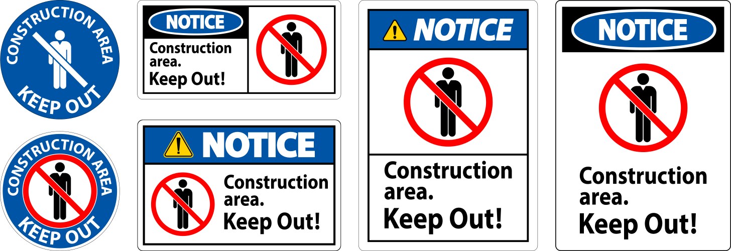 Construction area sign danger - active Royalty Free Vector