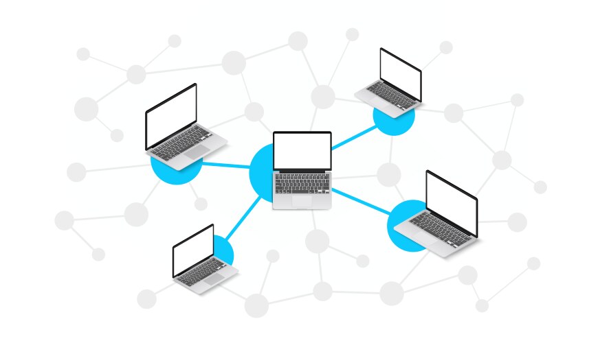 Ring network topology lan design networking Vector Image