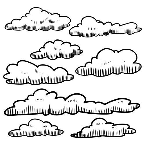 Set drawing cloud isolated on a white Royalty Free Vector