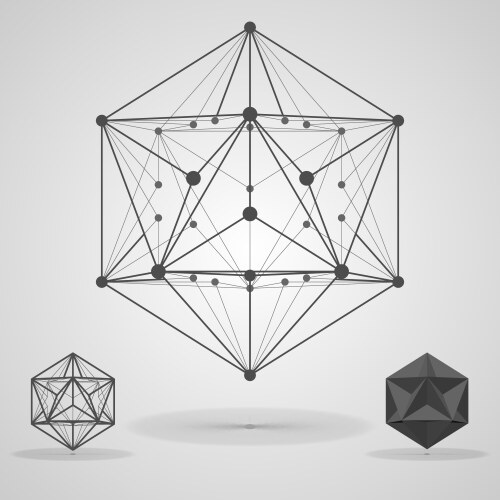 Monochrome framework of connected lines and dots Vector Image
